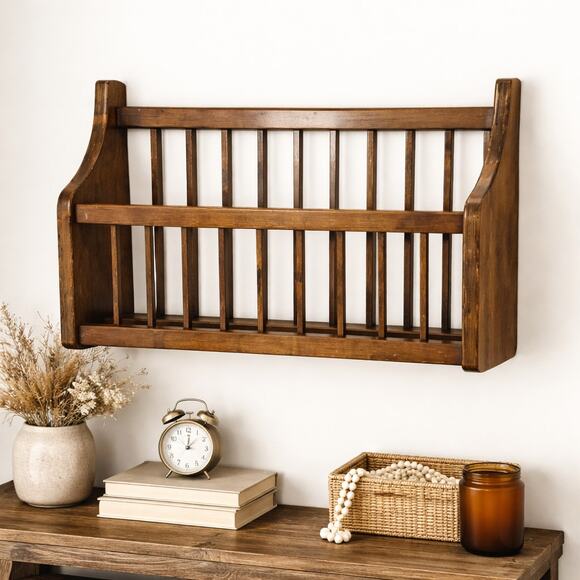 Unknown | Accents | Vintage Wood Plate Display Rack Shelf Hanging Or ...